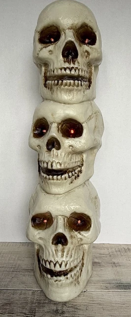 25” THREE TIER Light Up Skelton Heads Tested And Working Halloween ...