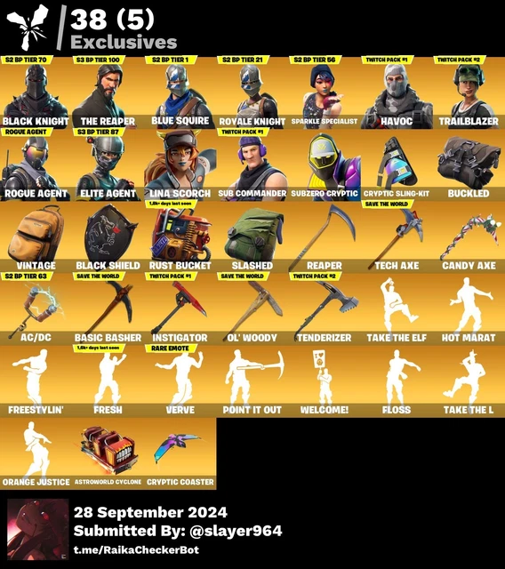 COMPTE FTN CHEVALIER NOIR ECT PLEINS DE SKINS RARE DANCES EXCLU EUR 25,00 - PicClick FR