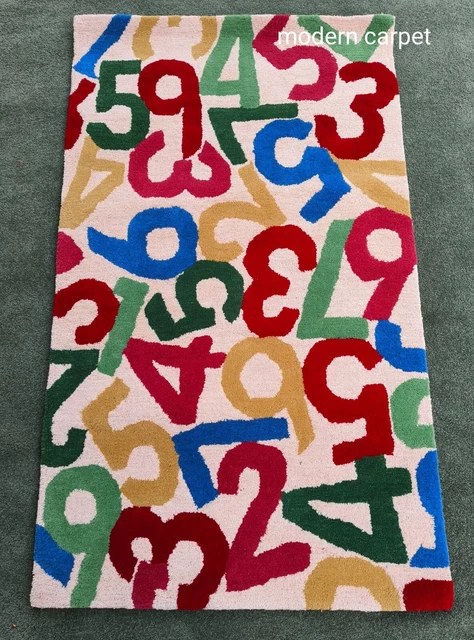 NUMBERS RUGS 3X5 Feet Handmade 100% Woolen Hand Tufted For Home ...