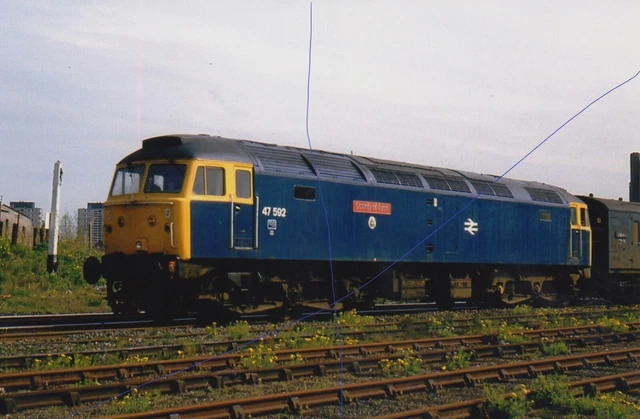 DIESEL TRAIN PHOTO Railway Picture Br Blue Class 47 Photograph 47592 ...