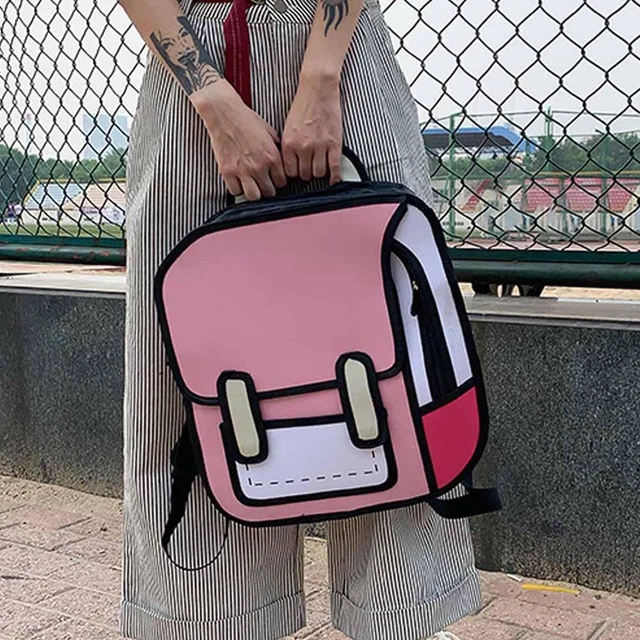 KIDS JUMP STYLE 3D Backpack 2D Drawing Anime Comic Daypack, Cartoon ...