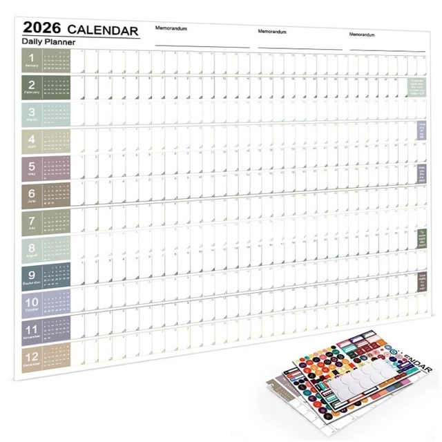 ANNUAL PLANNER WALL Hanging Calendar Yearly Planner Sheet Home Office ...