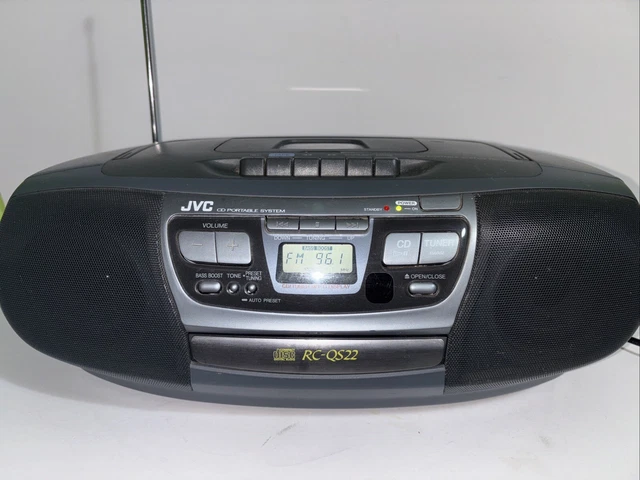 JVC BOOMBOX RC-QS22 Portable CD Cassette Tape Recorder FM/AM Radio ...