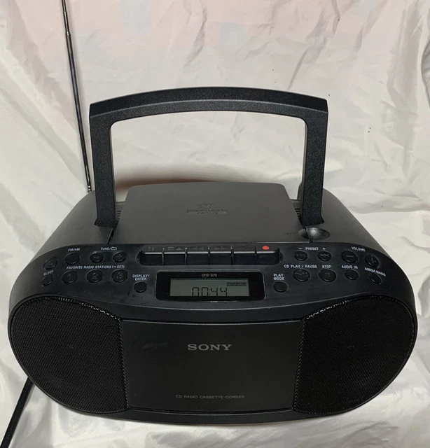 SONY CFD-S70 BOOMBOX Stereo CD-R/RW Playback Cassette AM/FM Radio MP3 ...