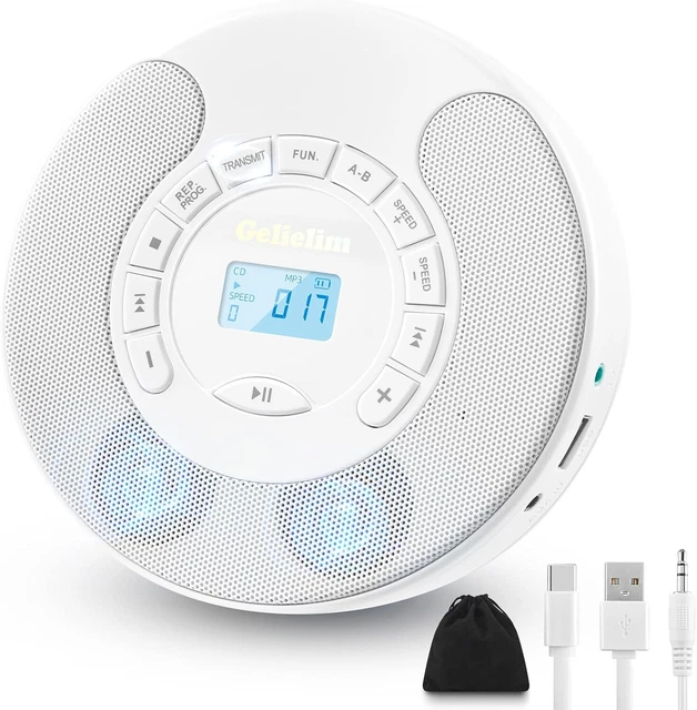 PORTABLE CD PLAYER with Bluetooth -Rechargeable Walkman for Car-Built ...