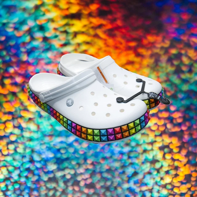 CROCS RAINBOW PYRAMID Studded 3D Shapes Clog Men's Size 12 Women's 14 ...