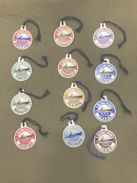 WWII ERA ORIGINAL Lot of 12 LAUNCHING TAGS FOR 10 U.S.S. SUBMARINES ...