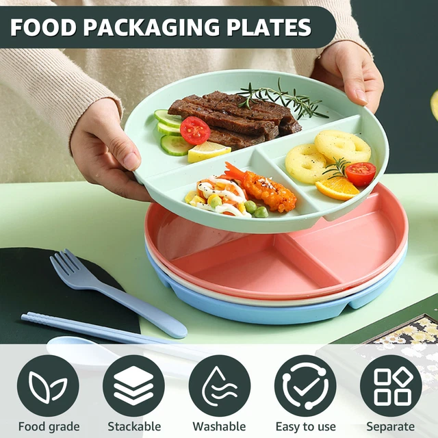 8PCS 9INCH DIVIDED Dinner Plates Portion Control Plates Reusable For ...