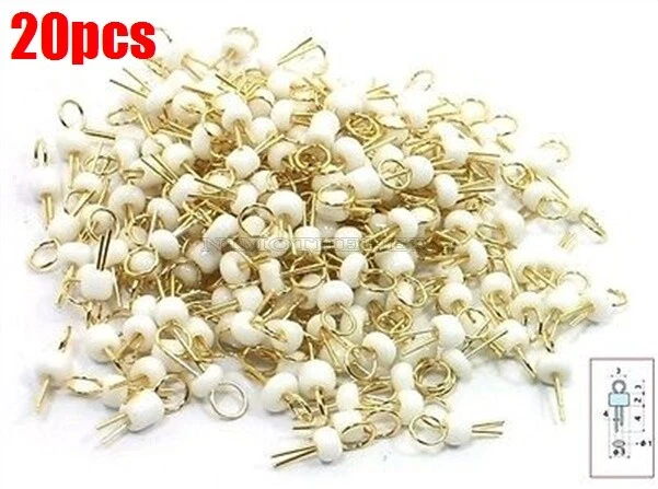 20PCS PCB BOARD Breadboard Test Point Pin White Gold Tone Soldering Ic ...