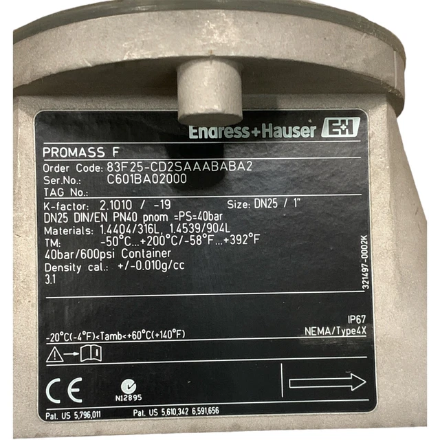 ENDRESS + HAUSER Promass Pour 83F25-CD2SAAABABA2 Compteur de Débit EUR ...