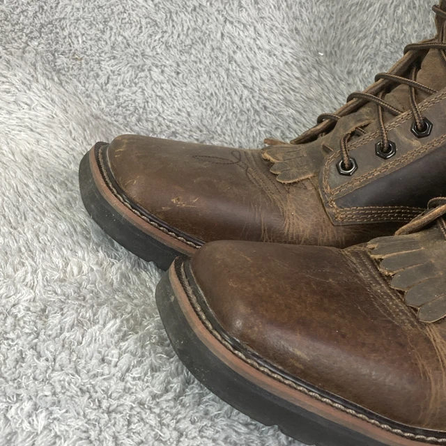 JUSTIN WORK BOOTS Men’s 11D 8” Lace-Up Square Toe Brown EUC £44.66 ...