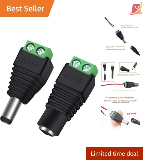 HEAVY DUTY 12V 5A Male/Female DC Power Connectors - Easy No-Soldering ...