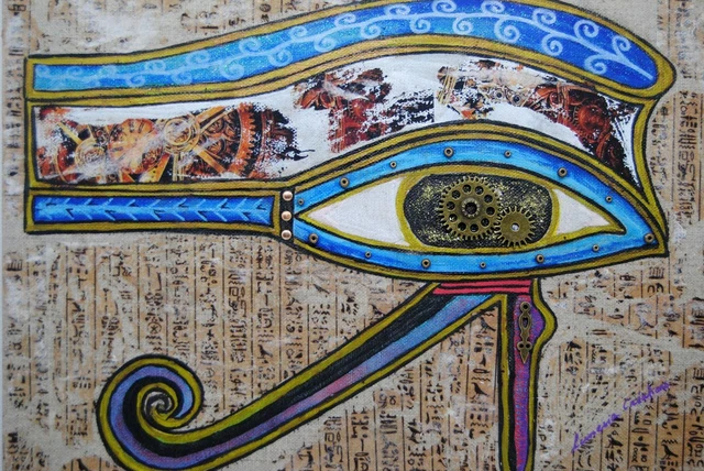 TOILE TABLEAUX EGYPTE antique Œil d'Horus oudjat 50x70 cm EUR 34,99 ...