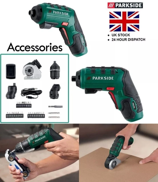PARKSIDE 4V CORDLESS Screwdriver With 4 Exchangeable Attachments + 26 ...