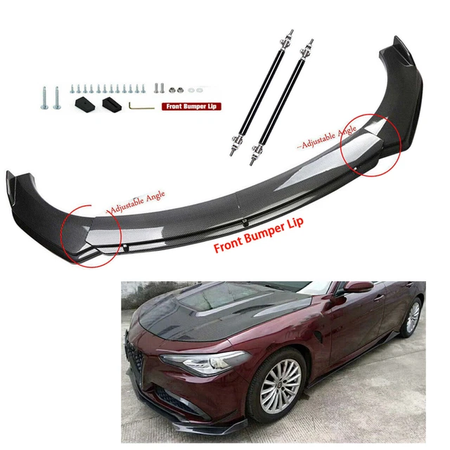 FRONT BUMPER LIP Spoiler For Alfa Romeo Giulia Splitter+Strut Rods Carbon Fiber EUR 79,12 ...