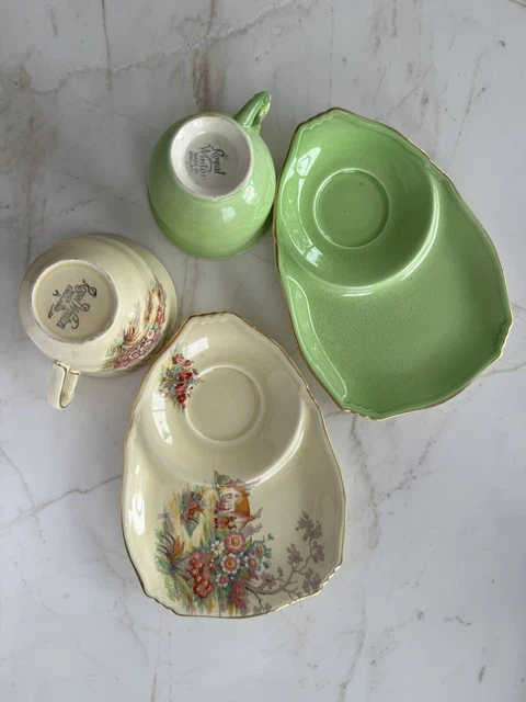 2 X ROYAL Winton Tea Cups and Tennis Saucer - Grimwades Rose Bud And ...