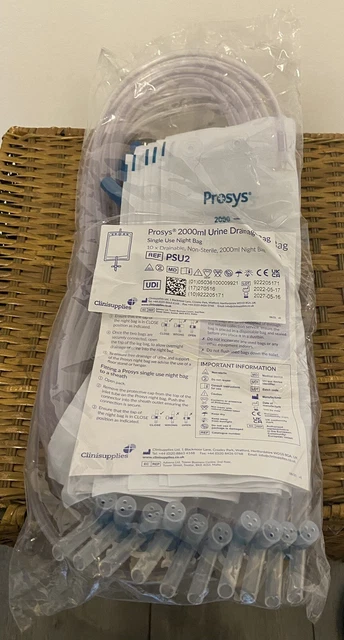 PROSYS 2000ML URINE Drainage Bag PSU/PHSU2 Single use Night Bags- Pack ...