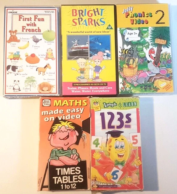 5 PRE-SCHOOL LEARNING Educational VHS Tapes French Numbers Times Tables ...