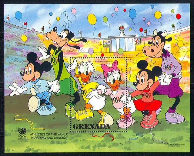 GRENADA 1988 DISNEY/OLYMPICS/SPORT/DONALD/DAISY/ANIMATION.CARTOONS 1v m ...
