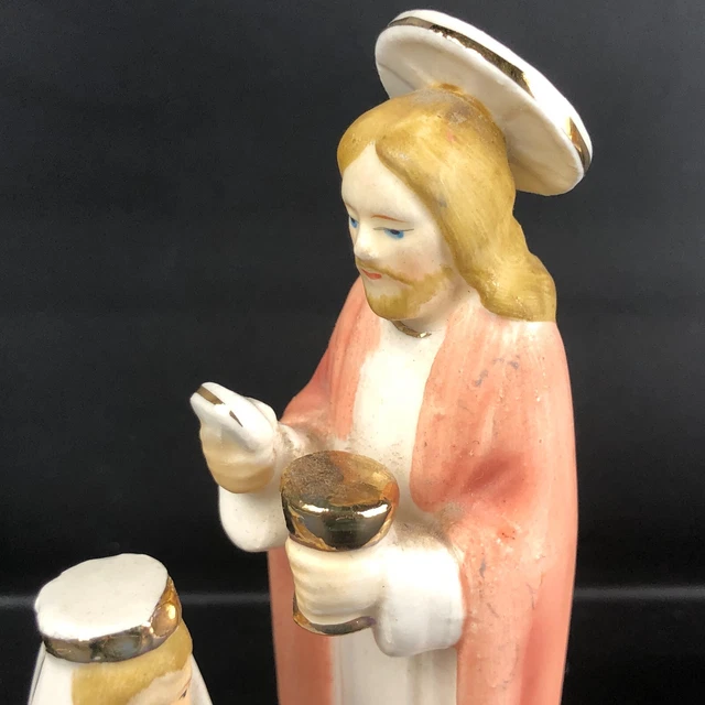 VINTAGE JESUS CHRIST Holy Figurine Statue 1950s 1960s Communion Girl ...