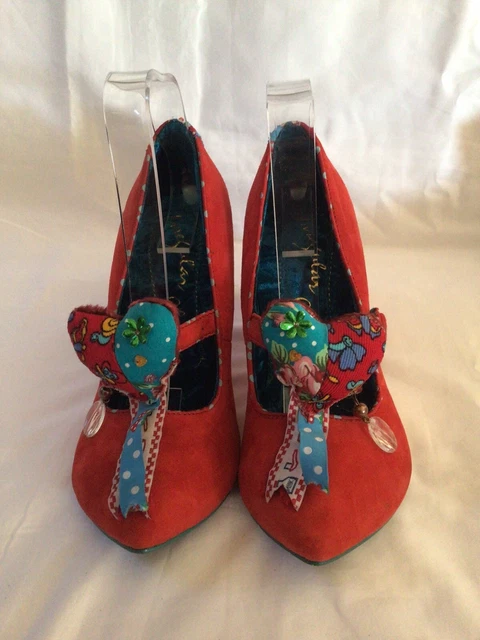 IRREGULAR CHOICE RED Suede HEART High Heel SHOES Size 6 £24.99 ...