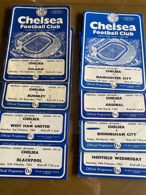 CHELSEA FC FOOTBALL programmes 1961/1962 £20.00 - PicClick UK