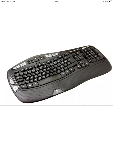 LOGITECH K350 CONTOURED Ergonomic Wireless Keyboard, QWERTY Layout ...