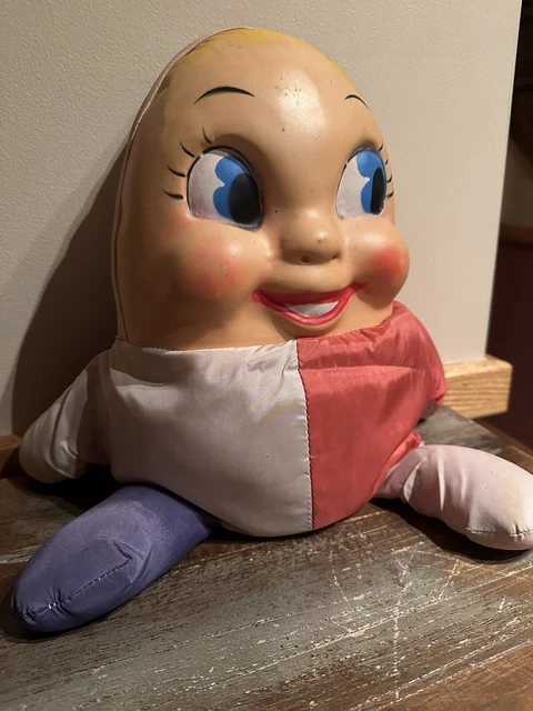 LARGE VINTAGE HUMPTY Dumpty Celluloid Face Plush Body Stuffed Doll 1950 ...