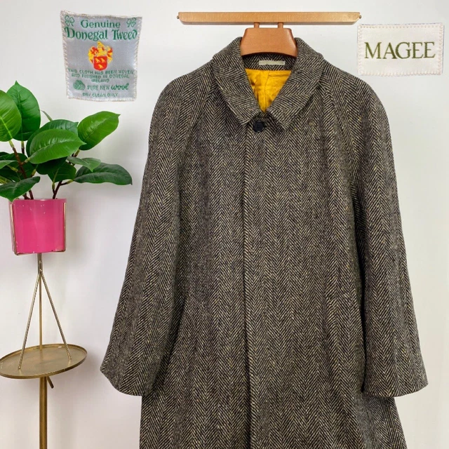 MAGEE (44S) DONEGAL Tweed Overcoat Mens CORRIB Herringbone Raglan ...