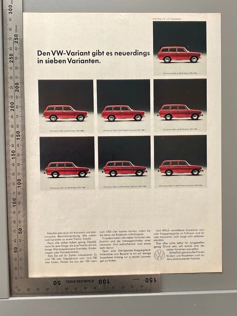 VW VARIANT 1600 Volkswagen Oldtimer Original 1969 Vintage Werbung ...