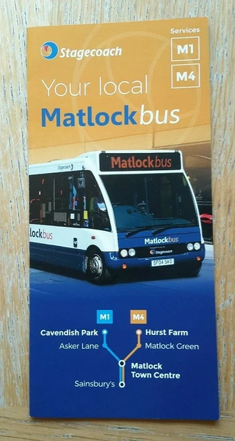 STAGECOACH ROUTES M1 & M4 local buses in Matlock timetable leaflet Feb ...