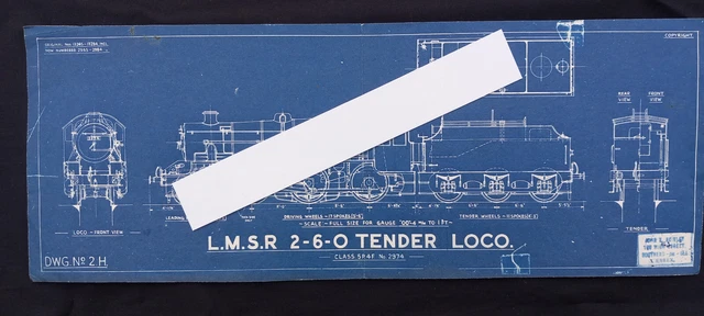 JOHN SKINLEY 00 Gauge Drawing - 2.H Lms 2-6-0 Tender Loco - Class 5P 4F ...