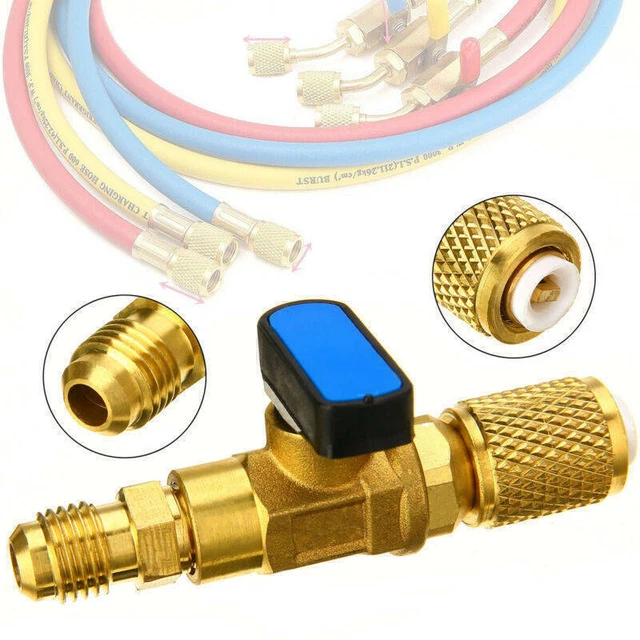 AIR CONDITIONING REFRIGERANT Ball Valve Adapter 1/4 SAE for R410A R134A ...