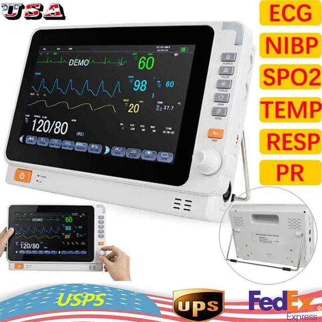 10& PATIENT MONITOR Multi-Parameter ICU Vital Signs ECG NIBP RESP TEMP ...
