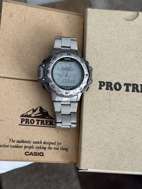 RARE VINTAGE CASIO Pro Trek Twincept PRT-500 Titanium Ana-Digi Sports ...