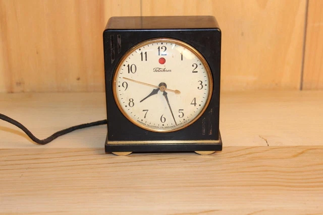 VINTAGE TELECHRON ART Deco Bakelite Clock ~ Spin Start £60.68 - PicClick UK