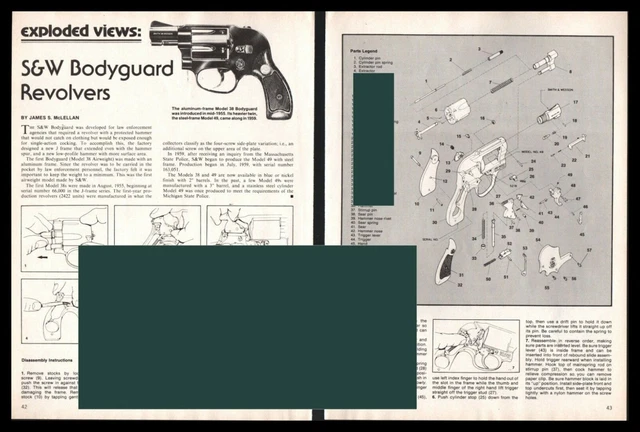 1981 SMITH & WESSON Bodyguard Revolver Exploded Parts List Disassembly ...