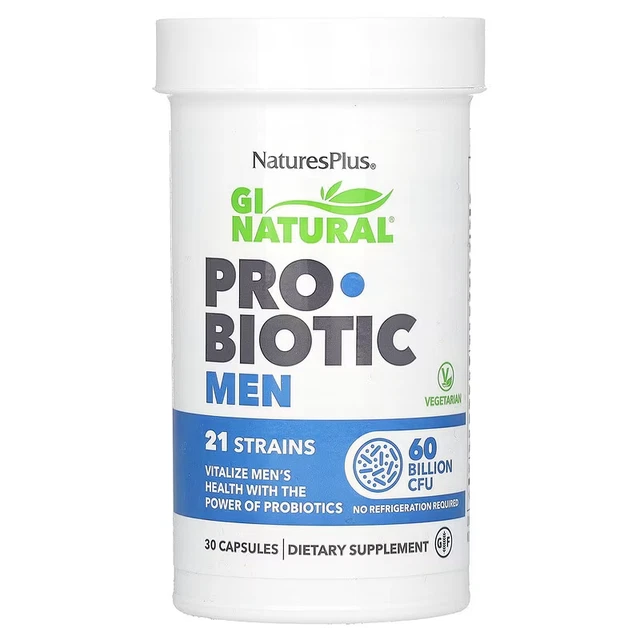NATURESPLUS, GI NATURAL, Probiotic Men, 60 Billion CFU, 30 Caps, Expiry ...