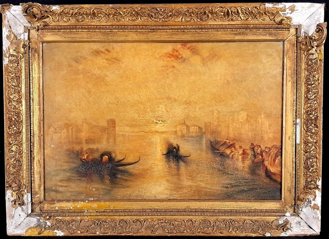 19TH CENTURY ENGLISH OLD MASTER OIL CANVAS SEASCAPE ANTIQUE PAINTING ...