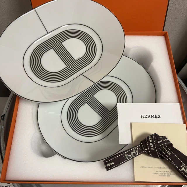 HERMES RALLYE 24 oval plate 22cm white Set of 2 £682.03 - PicClick UK