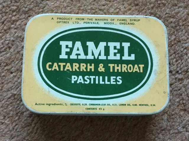 VINTAGE FAMEL CATARRH and Throat Pastilles Small Tin $3.78 - PicClick AU