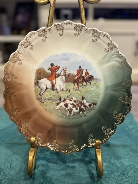 ANTIQUE PUNCH X.S.&C2 Bavaria China Collectible Plate Fox Hunt Scene ...