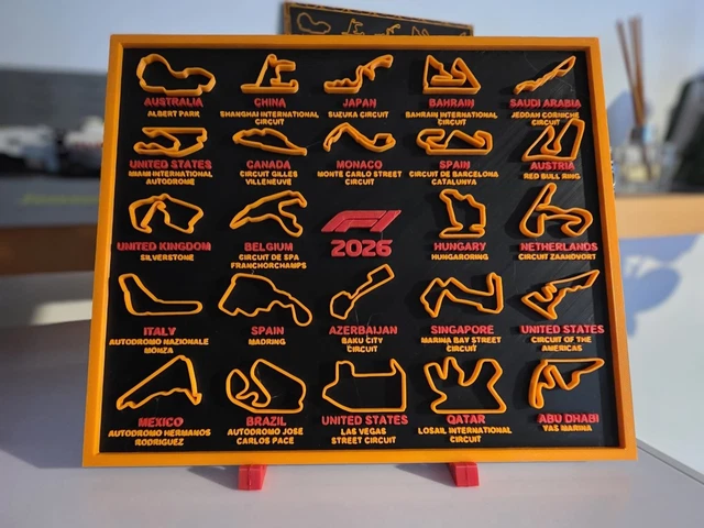 FORMULA 1 2026 Race Track Calendar Wall Desk Display Plaque Racing ...