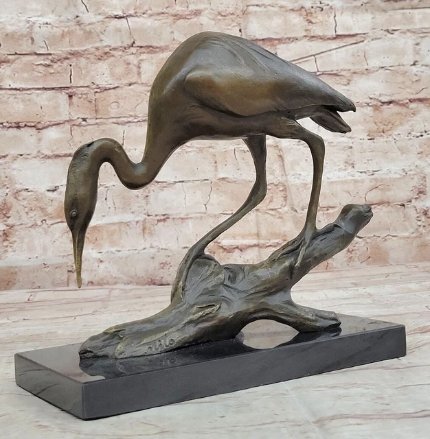 FONTE ART DÉCO Crane Marshland Bronze Sculpture Statue Cabine Décor ...
