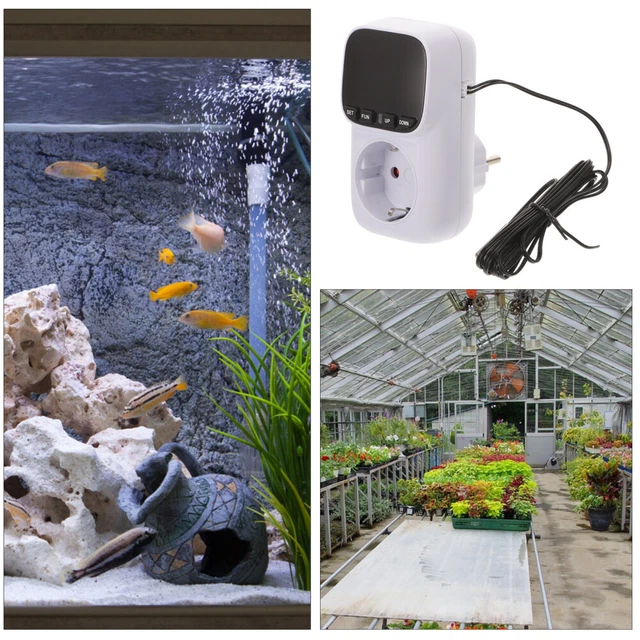 PLASTIC THERMOSTATS TEMPERATURE Controller Outlet Socket Fish Tank £17. ...