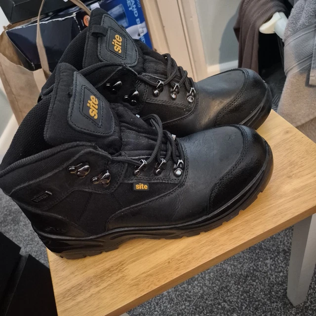 MENS SITE &ONYX& Black Safety Work Boots Size 8. Waterproof Steel Toe ...
