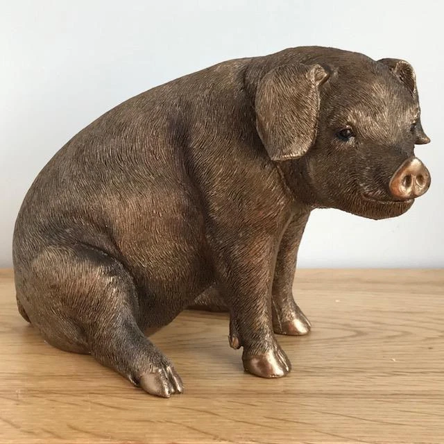 PIG ORNAMENT LEONARDO Reflections Bronze Effect Farm Animals Pig Sow ...