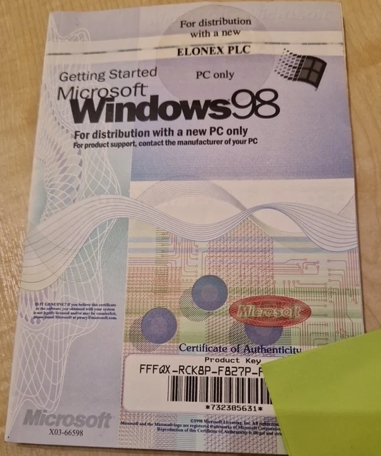 VINTAGE MICROSOFT WINDOWS 98 Guida introduttiva manuale originale OEM ...