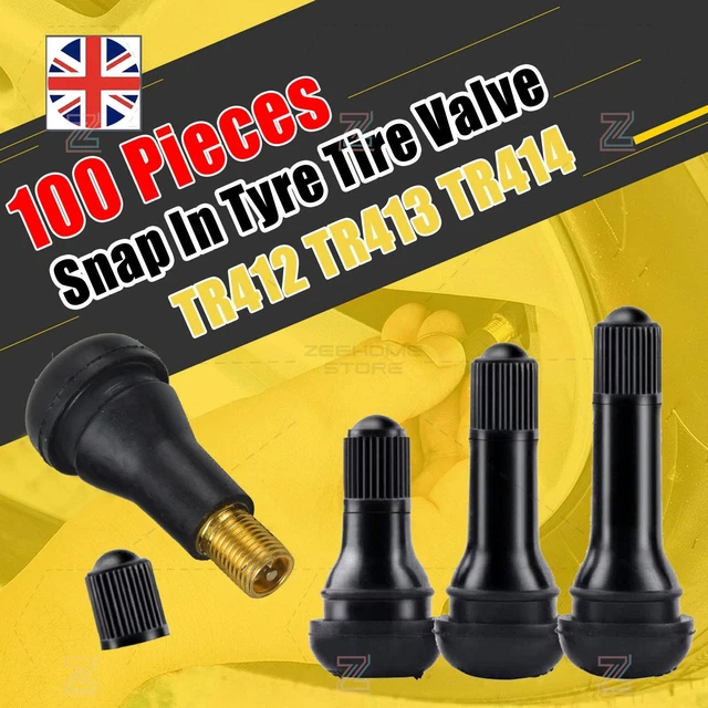 100 PIECES TR412 TR413 TR414 Tire Valve Stems Rubber Black Rubber Snap ...