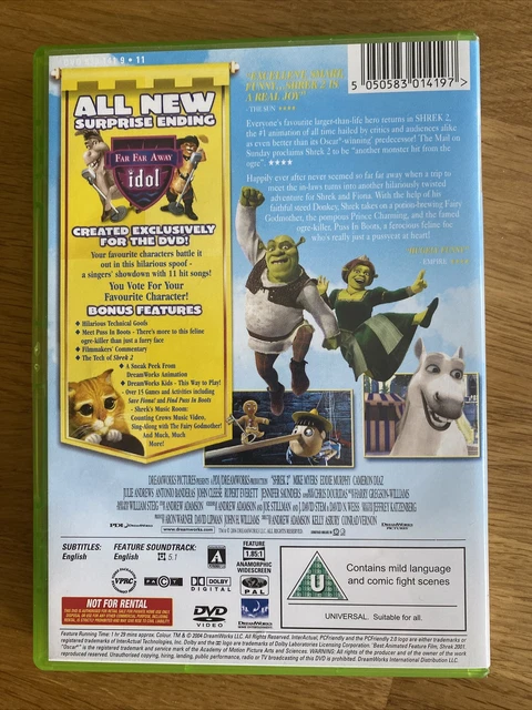 DREAMWORKS SHREK 2 DVD (2004) Mike Myers, Eddie Murphy & Cameron Diaz ...